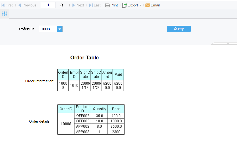 Master Report with Embedded Sub-Reports-FineReport Help Document