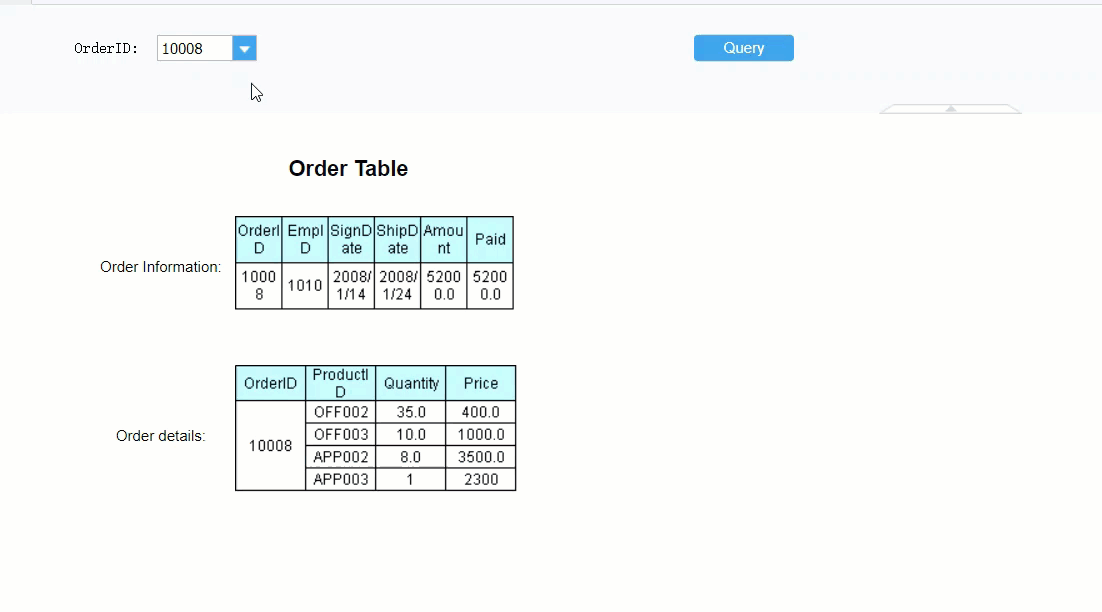 Master-sub embedded report-FineReport Help Document