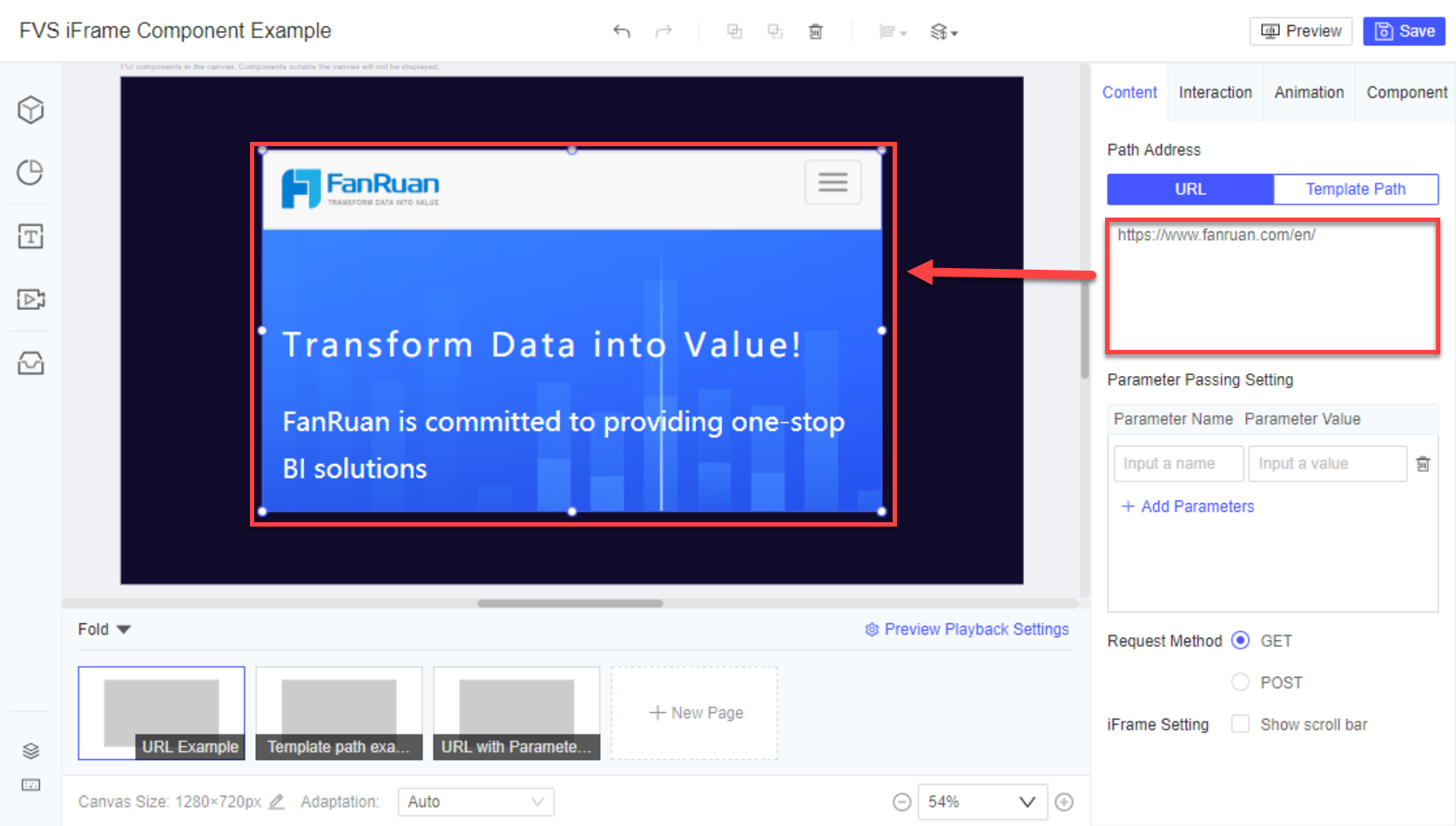 FVS iFrame Component-FineReport Help Document