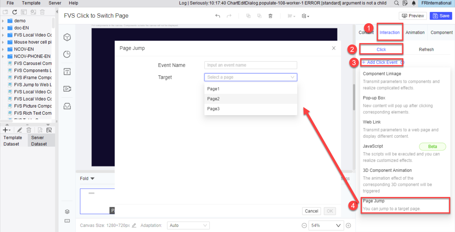 FVS Click to Switch Page-FineReport Help Document