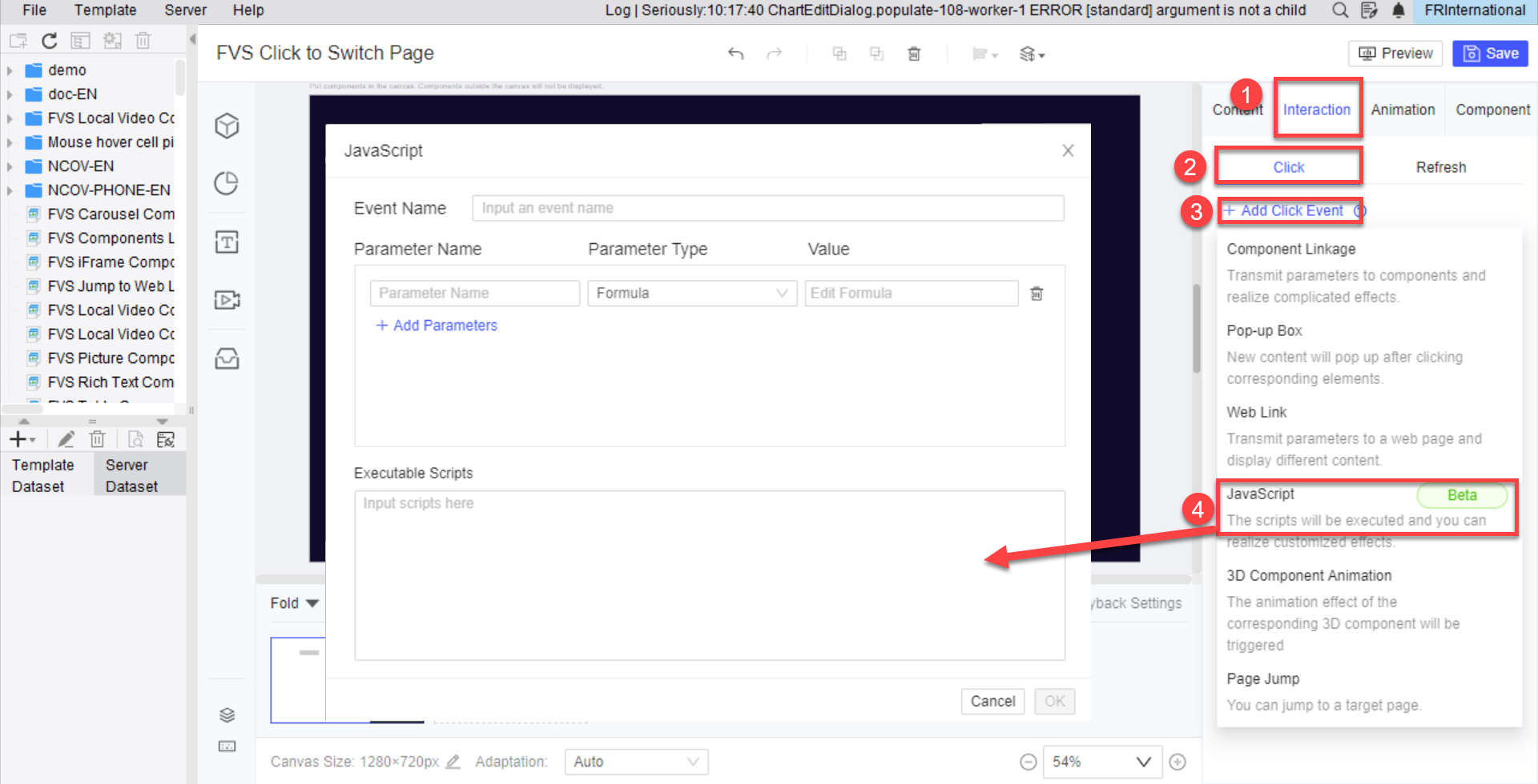 FVS Click to Switch Page-FineReport Help Document