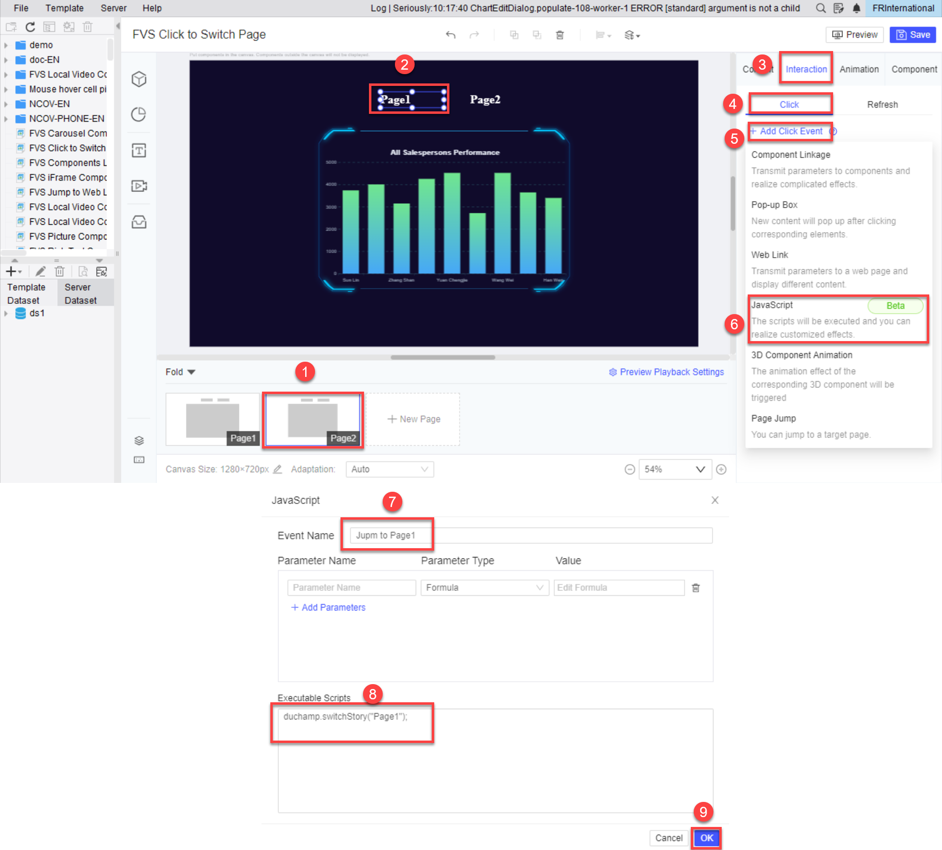 FVS Click to Switch Page-FineReport Help Document