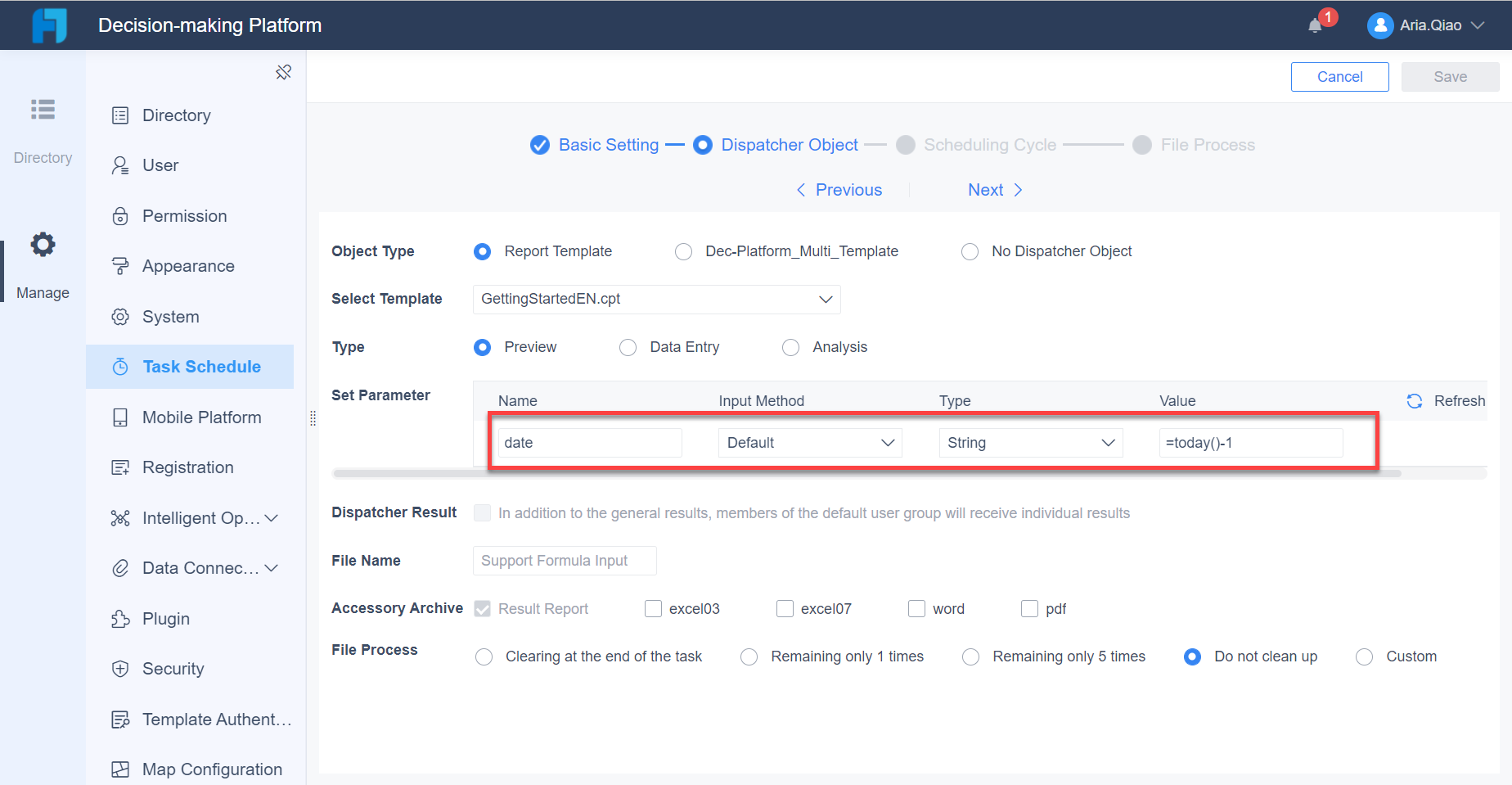Dynamic Parameter Cache-FineReport Help Document