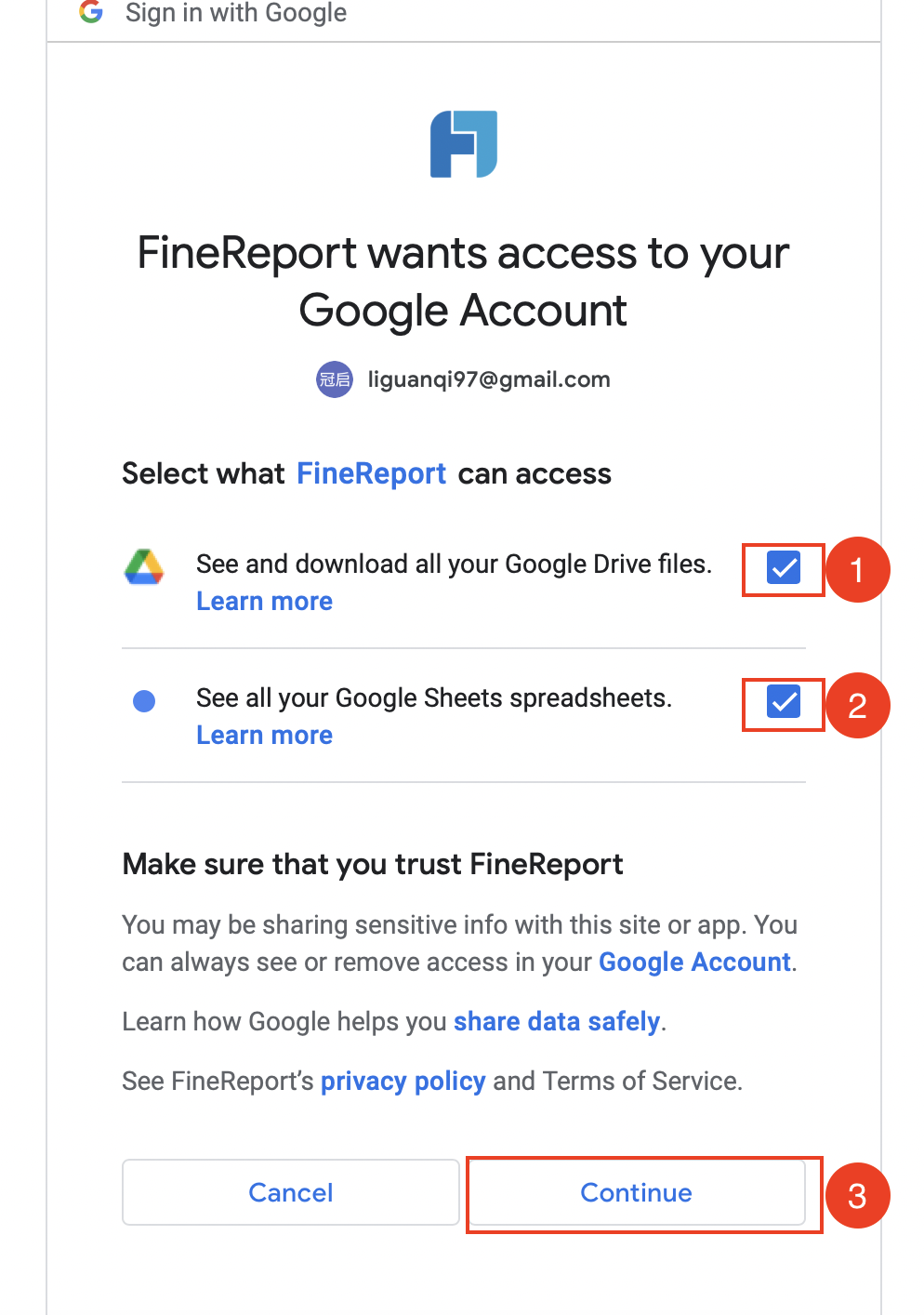 Connect to Google sheets-FineReport Help Document