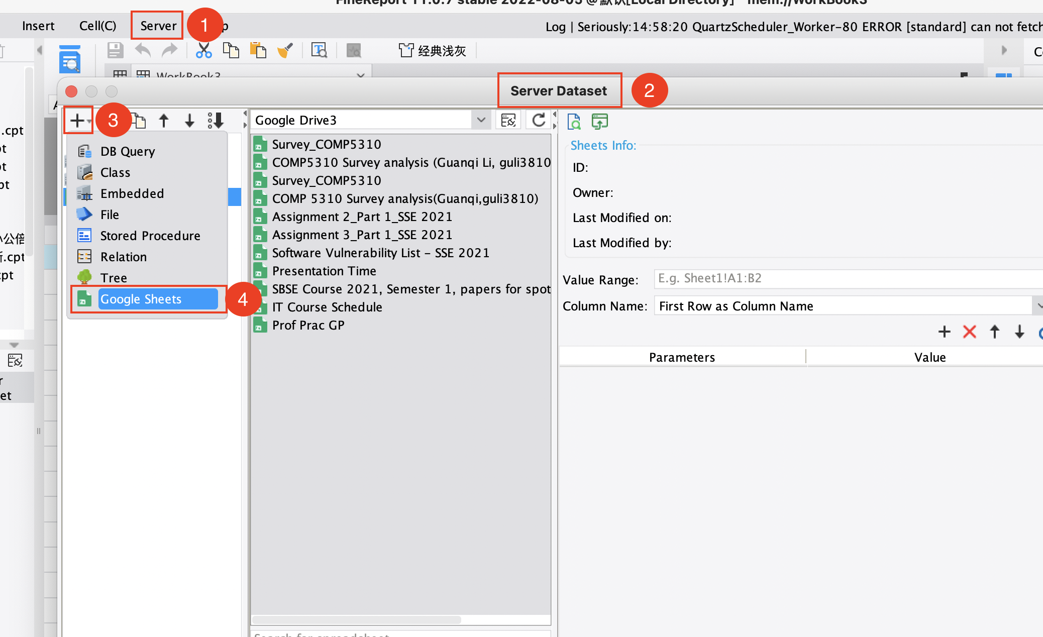 Connect to Google sheets-FineReport Help Document