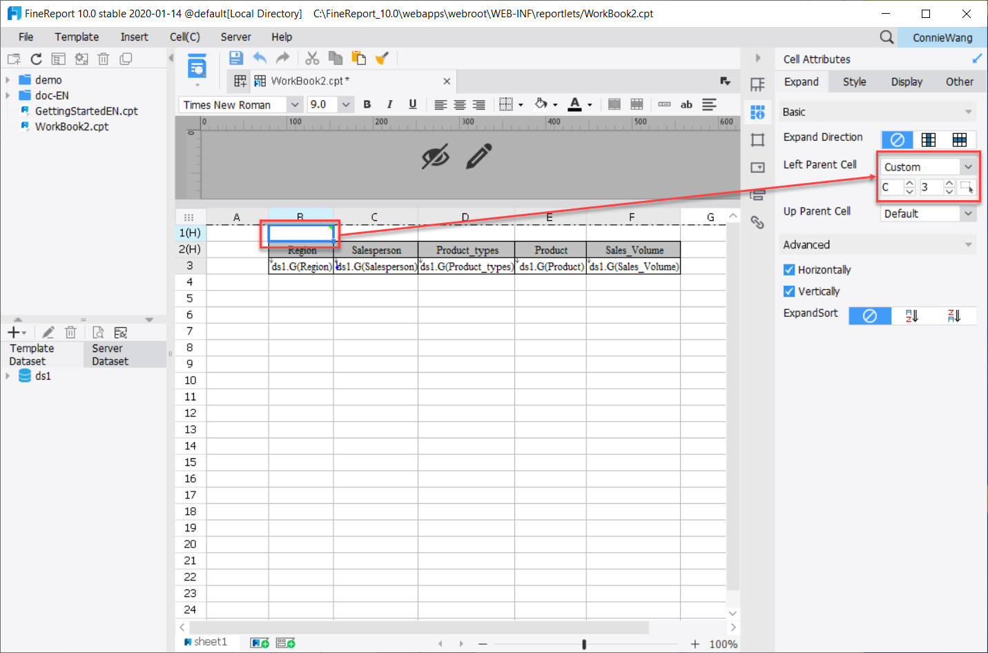グループで改ページ- FineReport Help Document