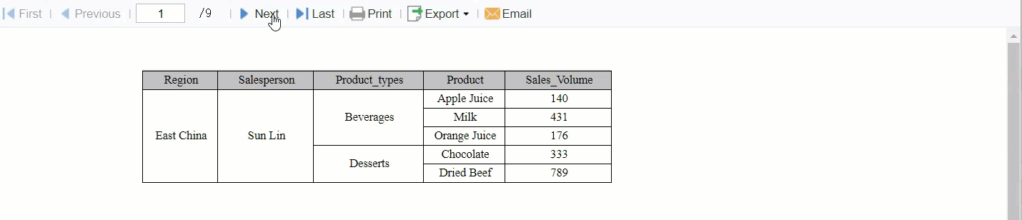 グループで改ページ- FineReport Help Document
