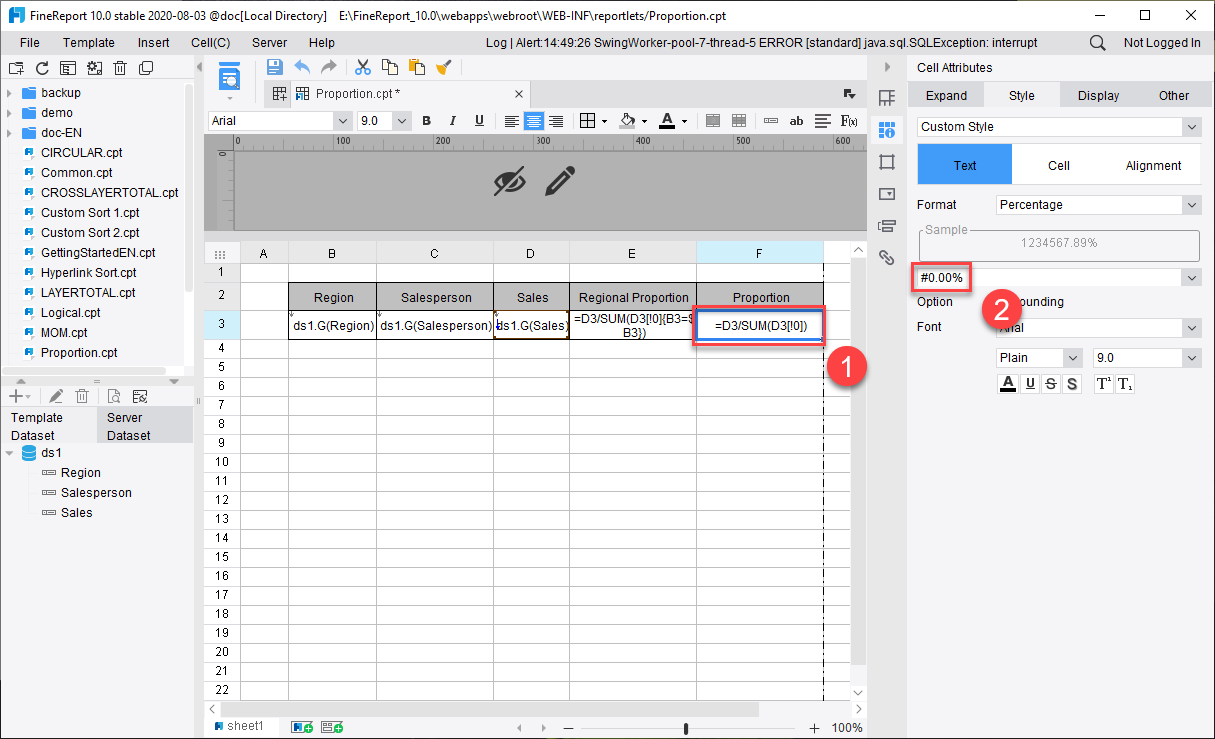 割合- FineReport Help Document