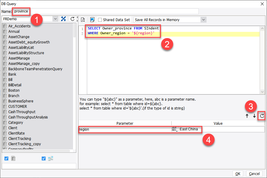 パラメータ設定応用- FineReport Help Document