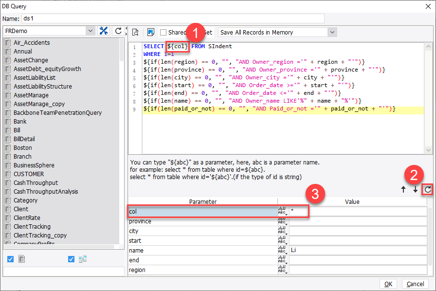 パラメータ設定応用- FineReport Help Document