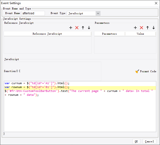 JS ツールバーで行数を取得する- FineReport Help Document