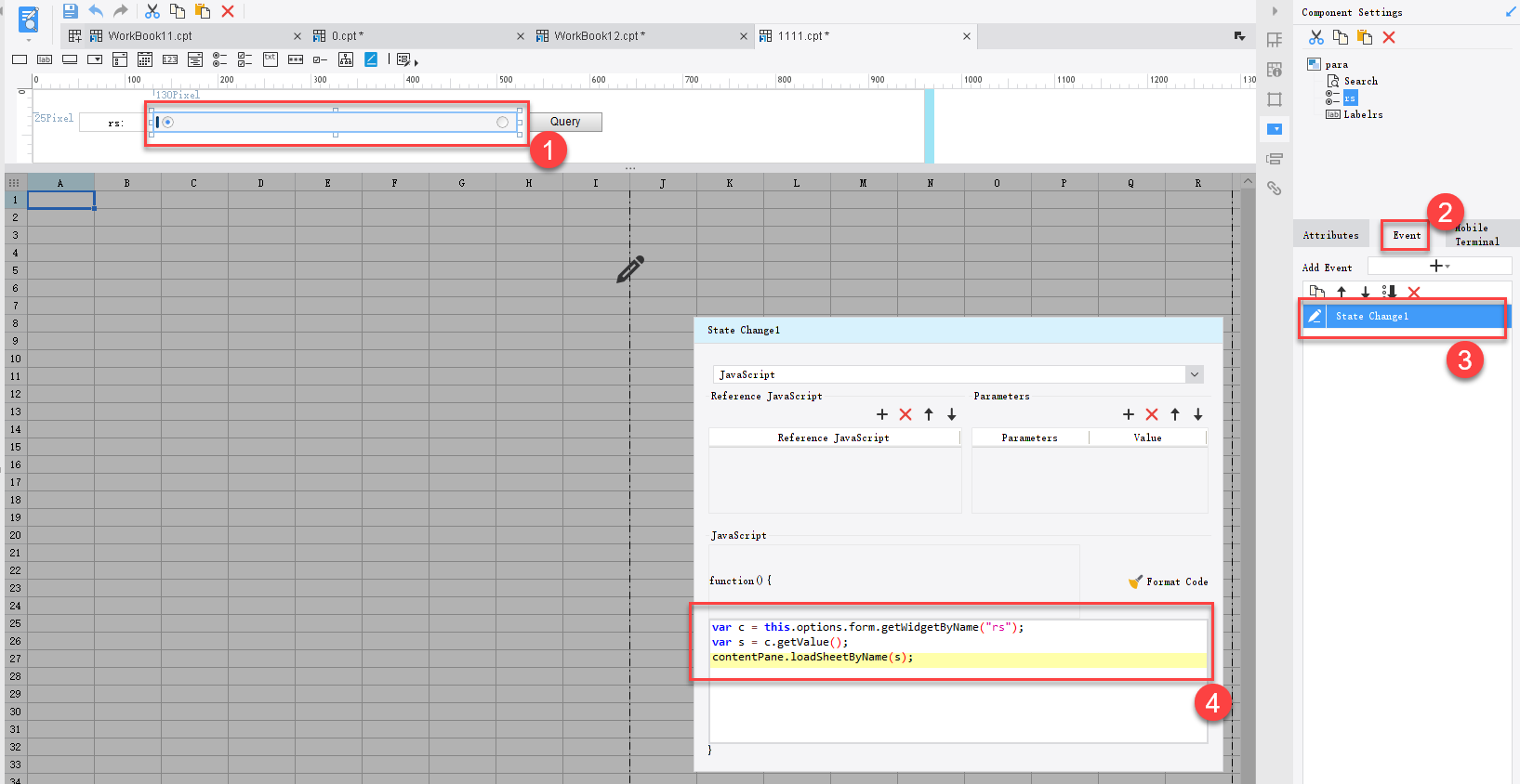 JS ラジオボタングループでsheetを切り替える- FineReport Help Document